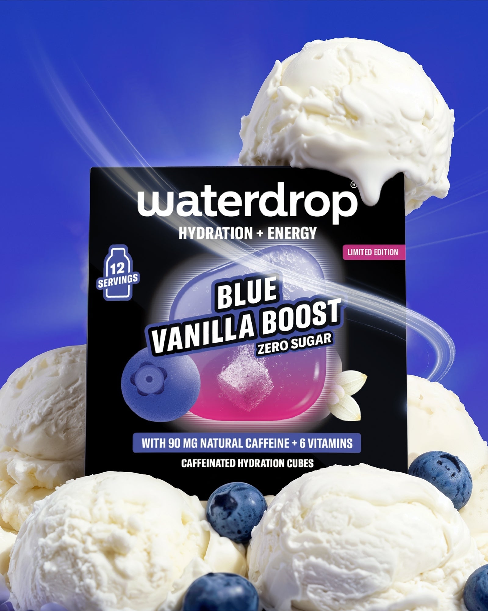 Pack de 12 BLUE VANILLA BOOST : commander | waterdrop®
